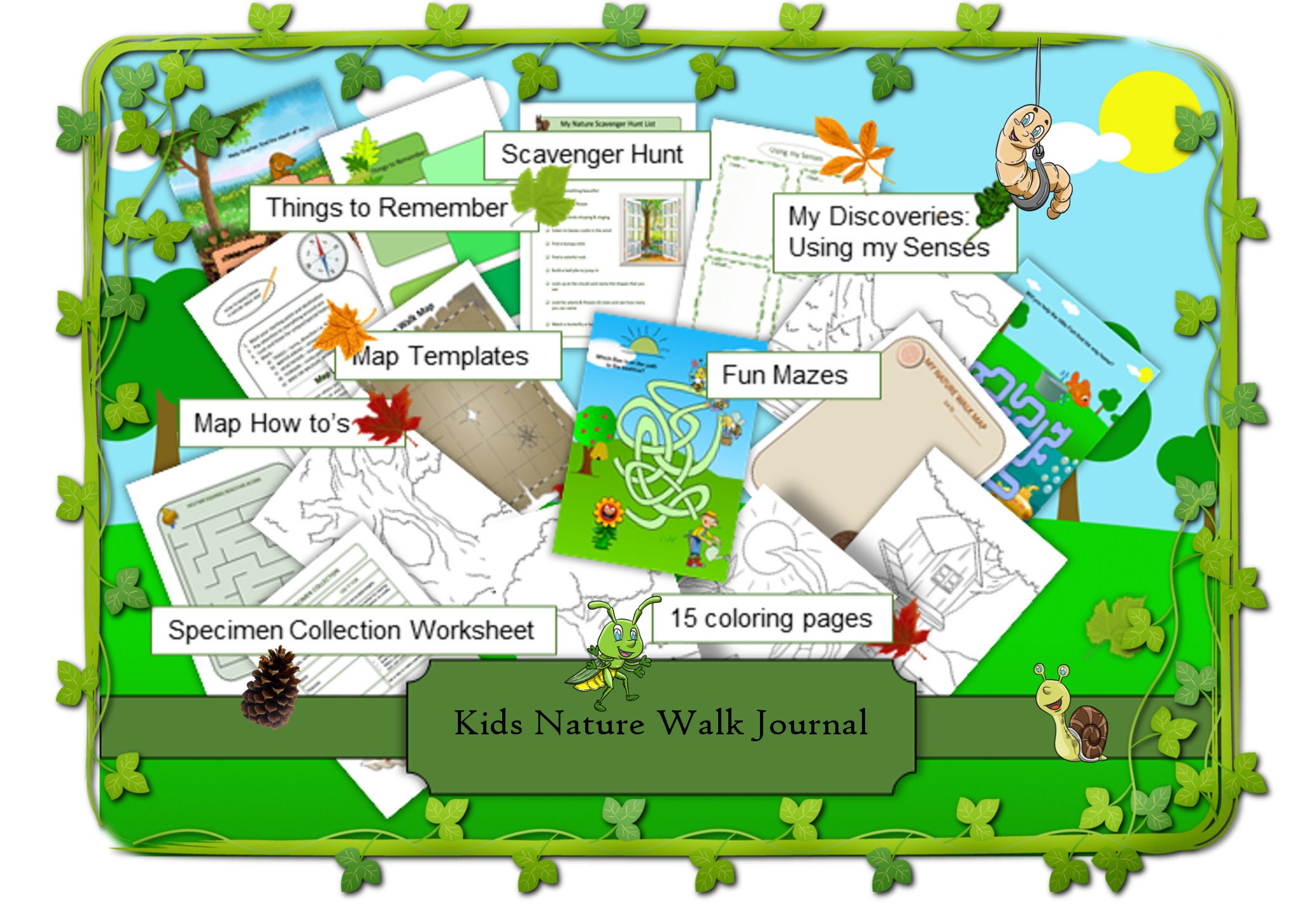 Kids Nature Walk Journal / Printable Outdoor Adventure Workbook ...