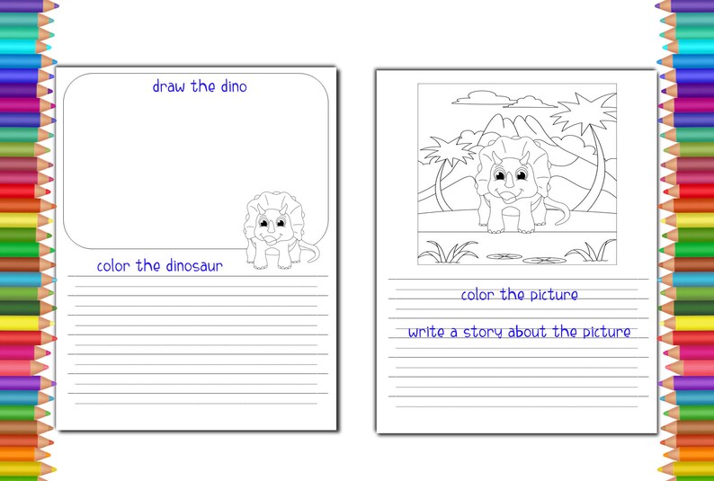 Dinosaur Draw and Write Activity Book - Etsy