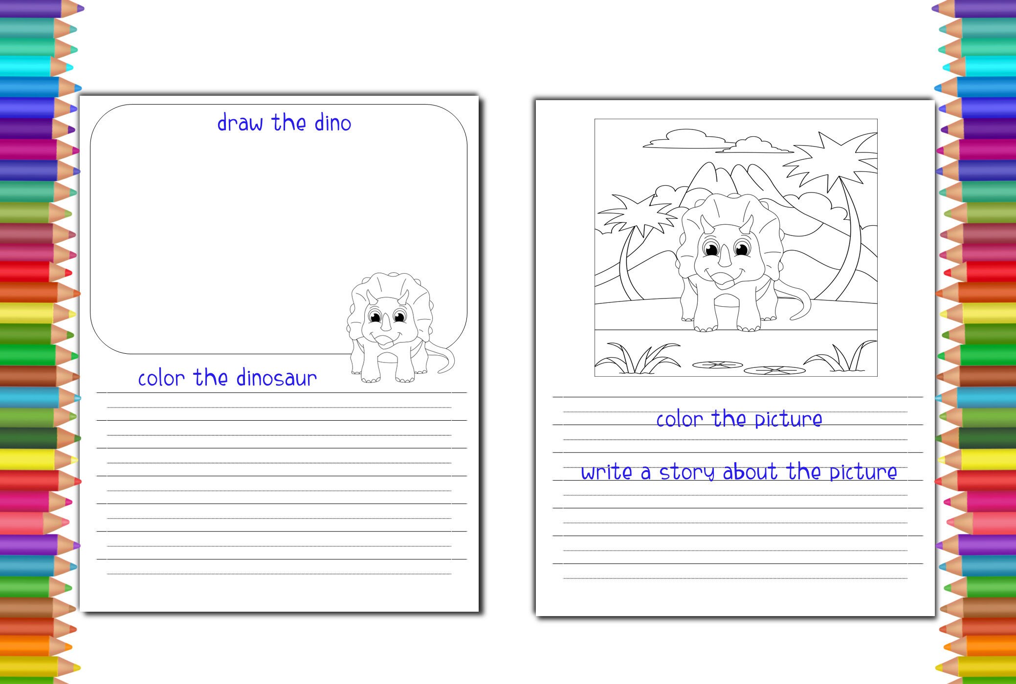 Dinosaur Draw and Write Activity Book - Etsy