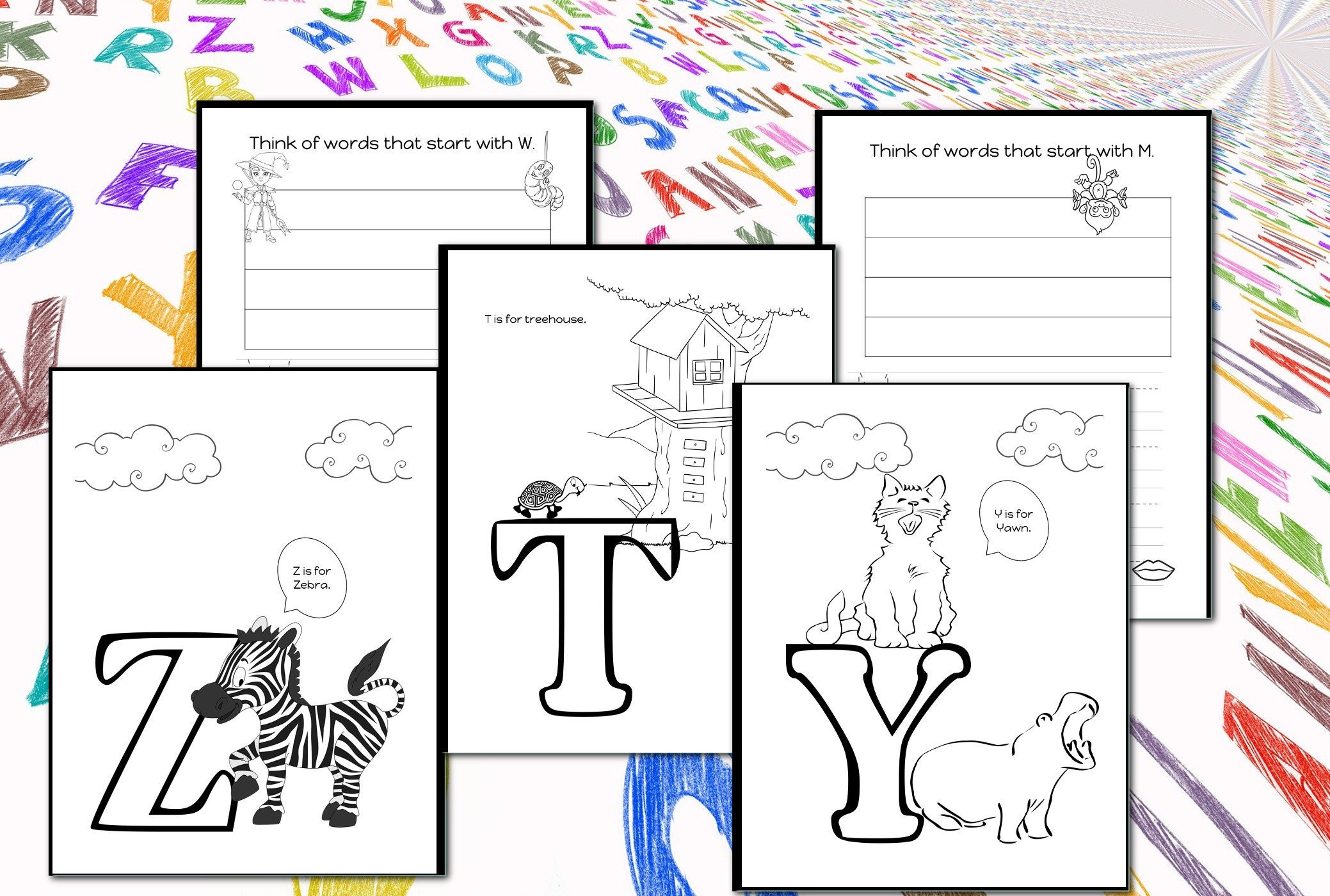 Alphabet Worksheets / Trace and Color Alphabet Writing Practice - Etsy
