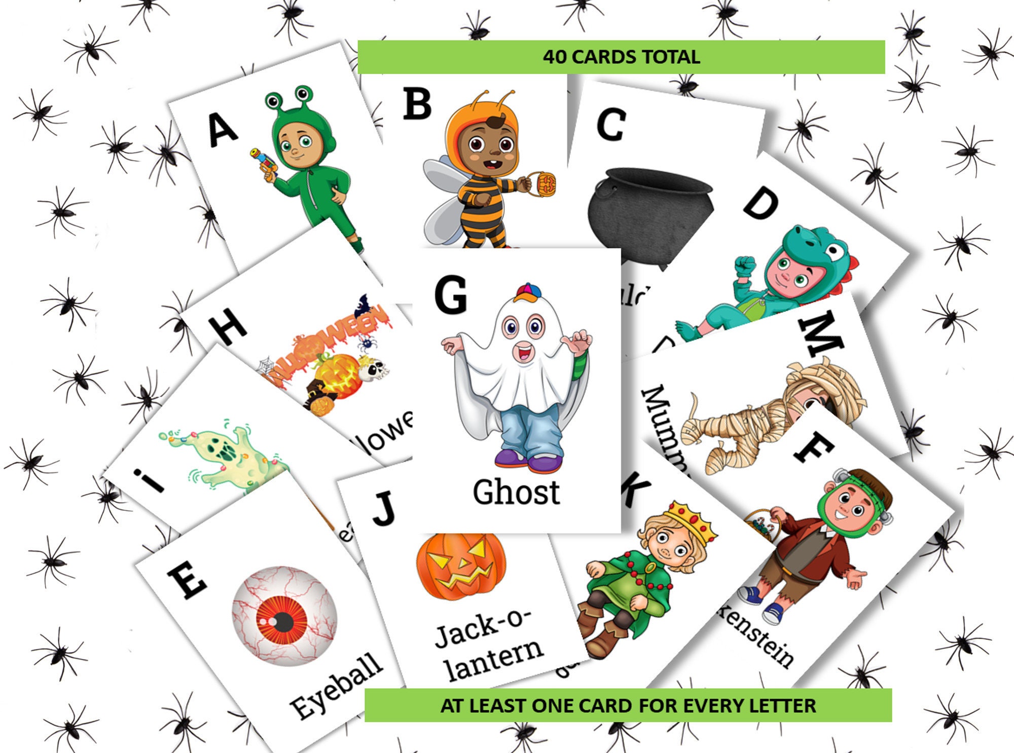 Alphabet Spelling Flashcards, Halloween Games, Halloween Activities - Etsy