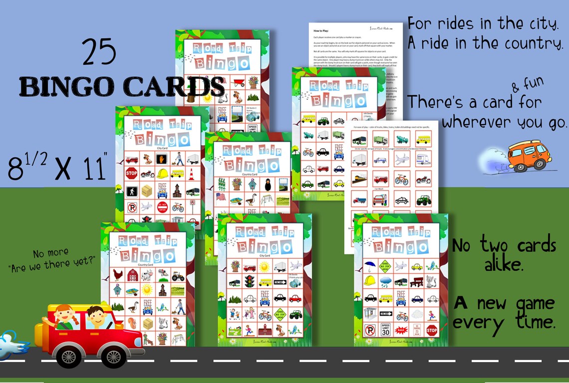 ROAD TRIP BINGO / Road Trip Games/ Printable Activities for Kids - Etsy