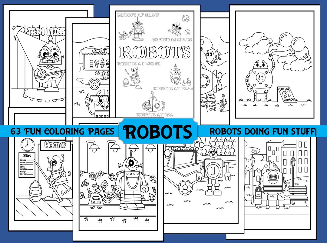 PRINTABLE COLORING PAGES / Robots /kids Printables - Etsy