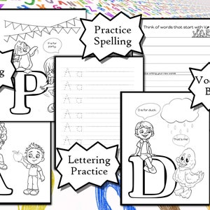 Alphabet Worksheets / Trace and Color Alphabet Writing Practice - Etsy