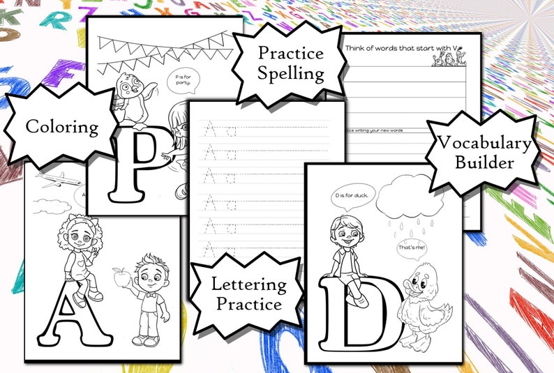 Alphabet Worksheets / Trace and Color Alphabet Writing Practice - Etsy