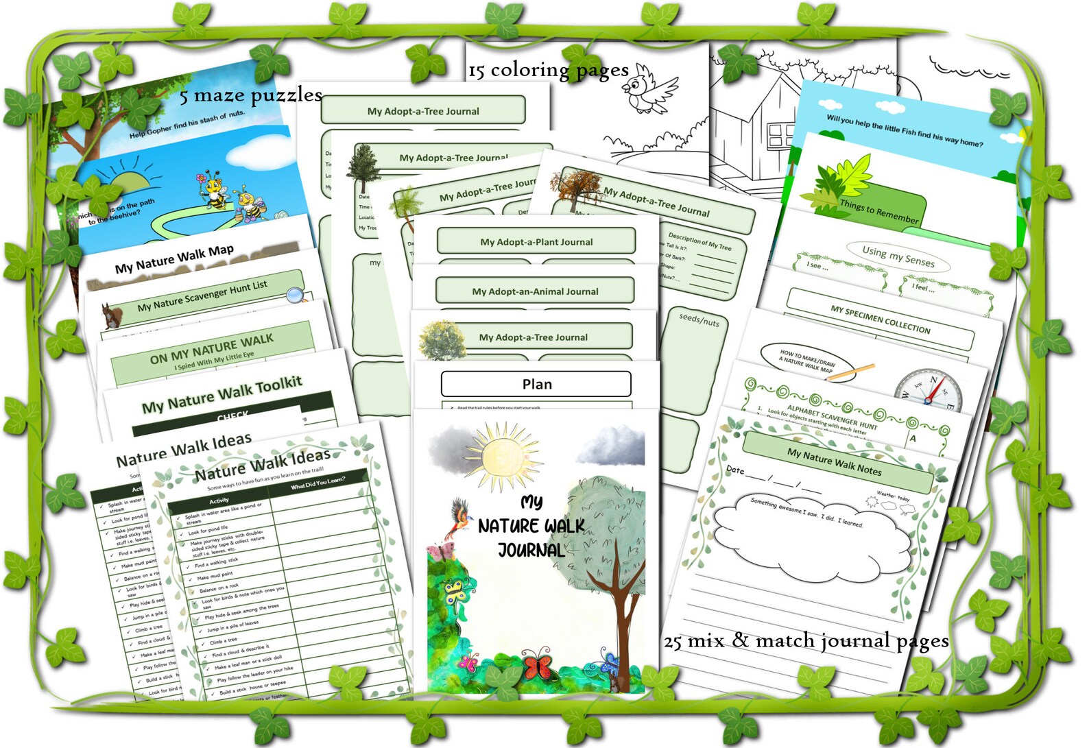 Kids Nature Walk Journal / Printable Outdoor Adventure Workbook ...