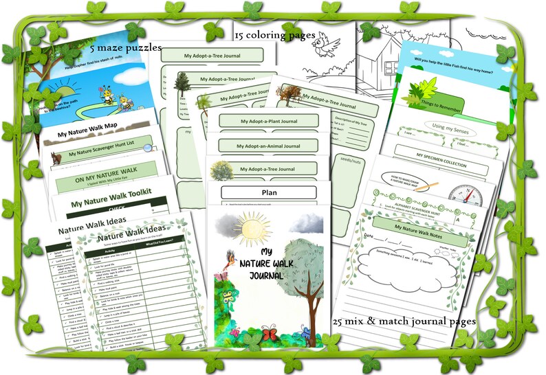 Kids Nature Walk Journal / Printable Outdoor Adventure Workbook ...
