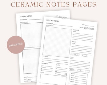 Ceramic Notes Bundle, Pottery Journal, Printable Ceramic Journal ...