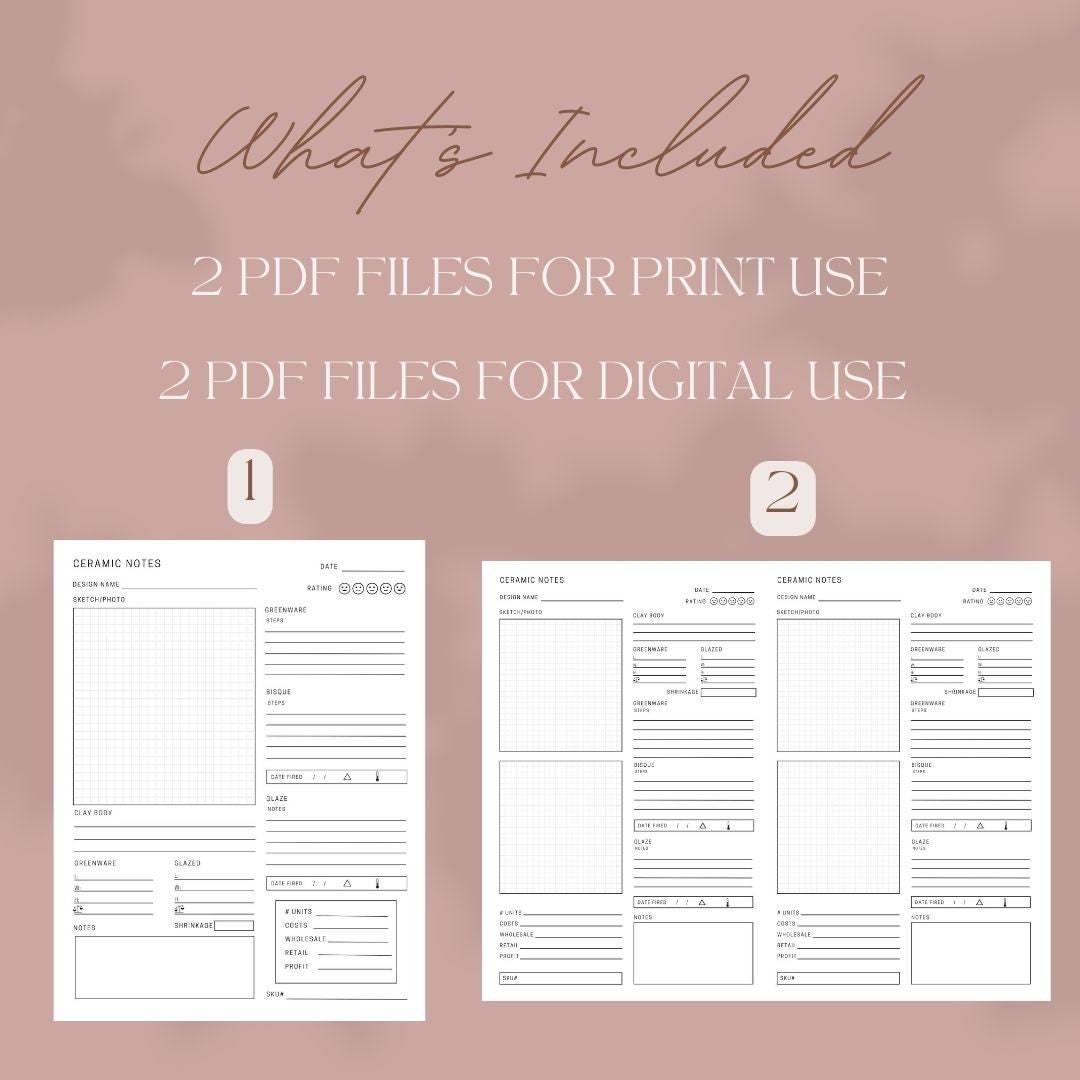 Ceramic Notes, Pottery Journal, Printable Ceramic Journal, Ceramic Log ...