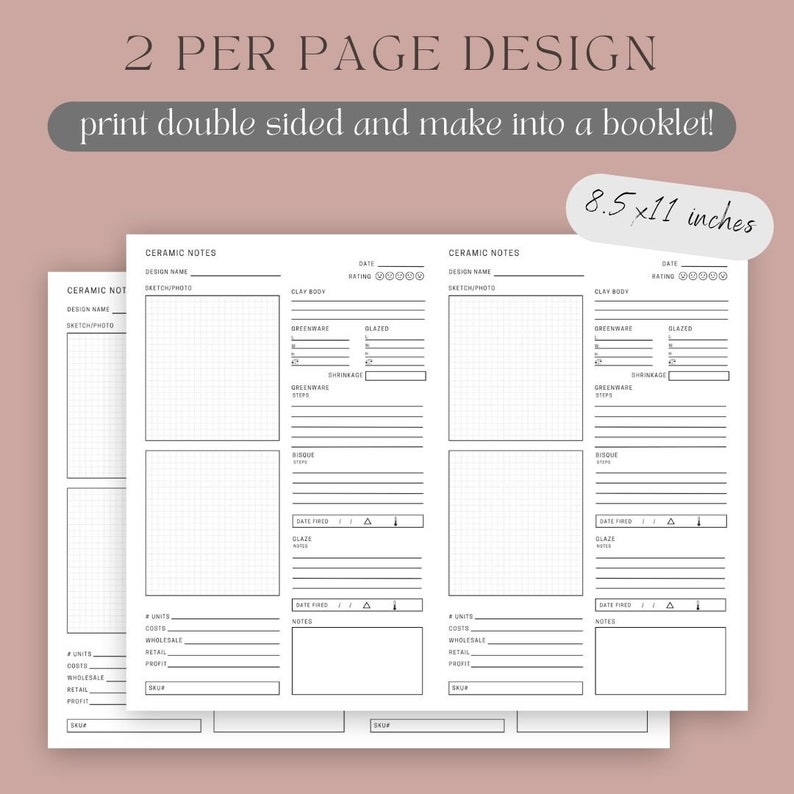 Ceramic Notes, Pottery Journal, Printable Ceramic Journal, Ceramic Log ...