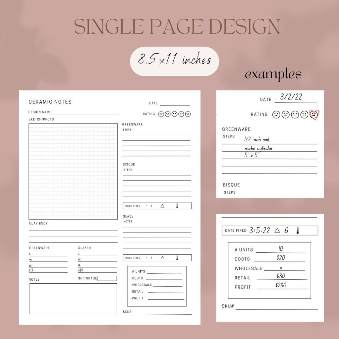 Ceramic Notes, Pottery Journal, Printable Ceramic Journal, Ceramic Log ...