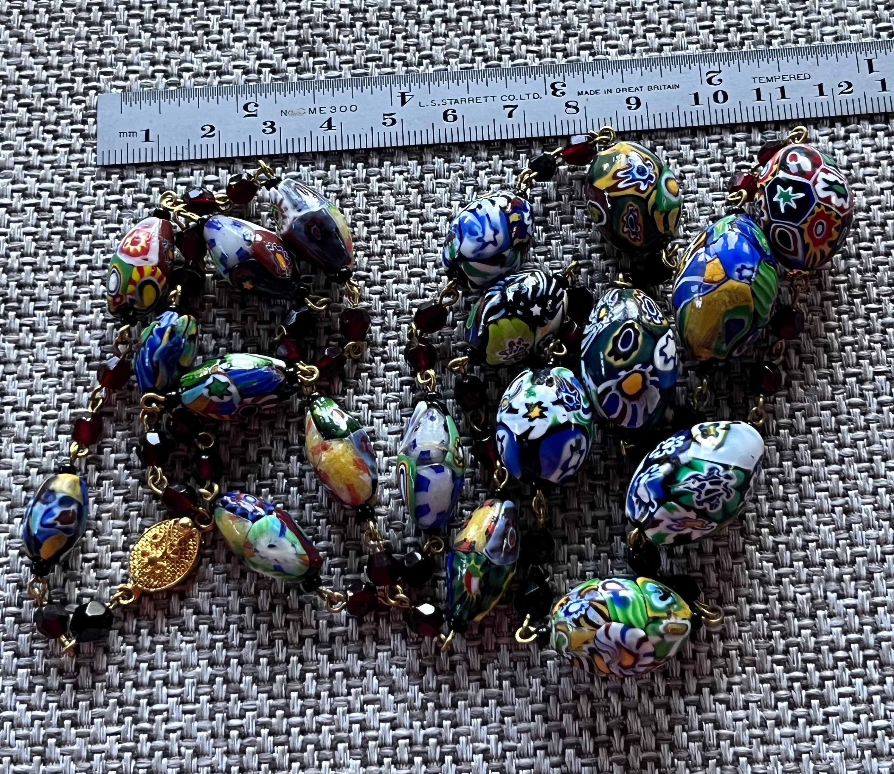 Antique Glass Millifiori Coloured Bead Necklace. M2 - Etsy