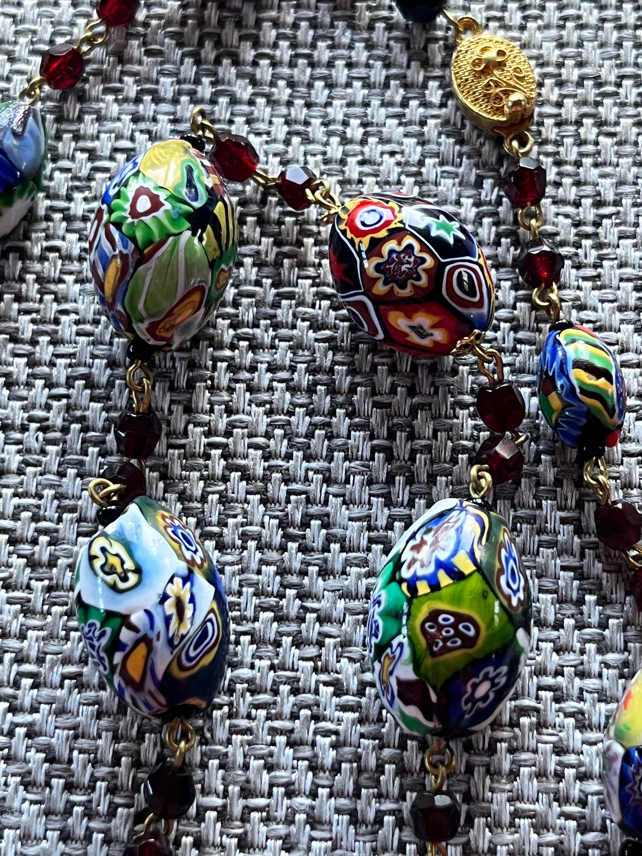 Antique Glass Millifiori Coloured Bead Necklace. M2 - Etsy