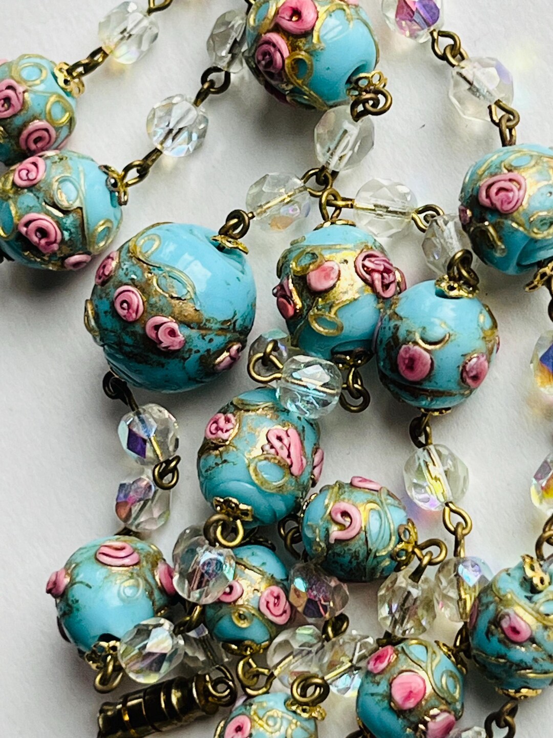 Vintage Glass Venetian Wedding Bead, Lampwork Necklace. - Etsy