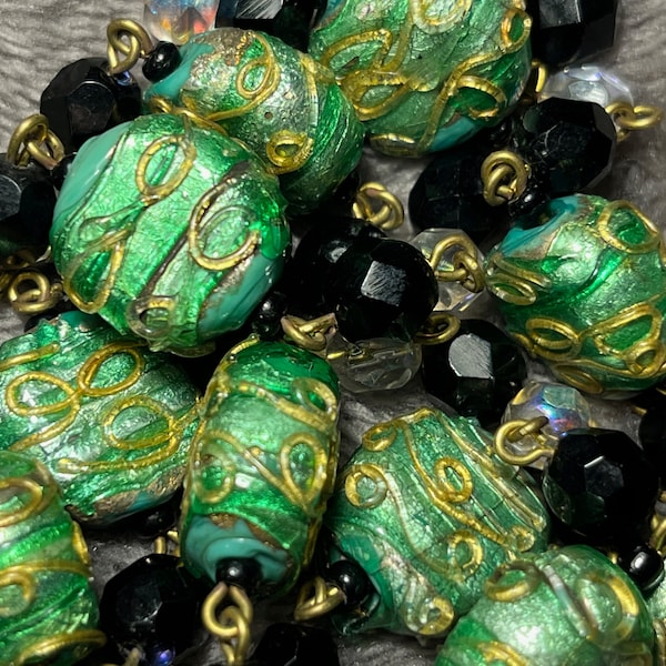 Vintage Lampwork Glass Bead Necklace - Etsy