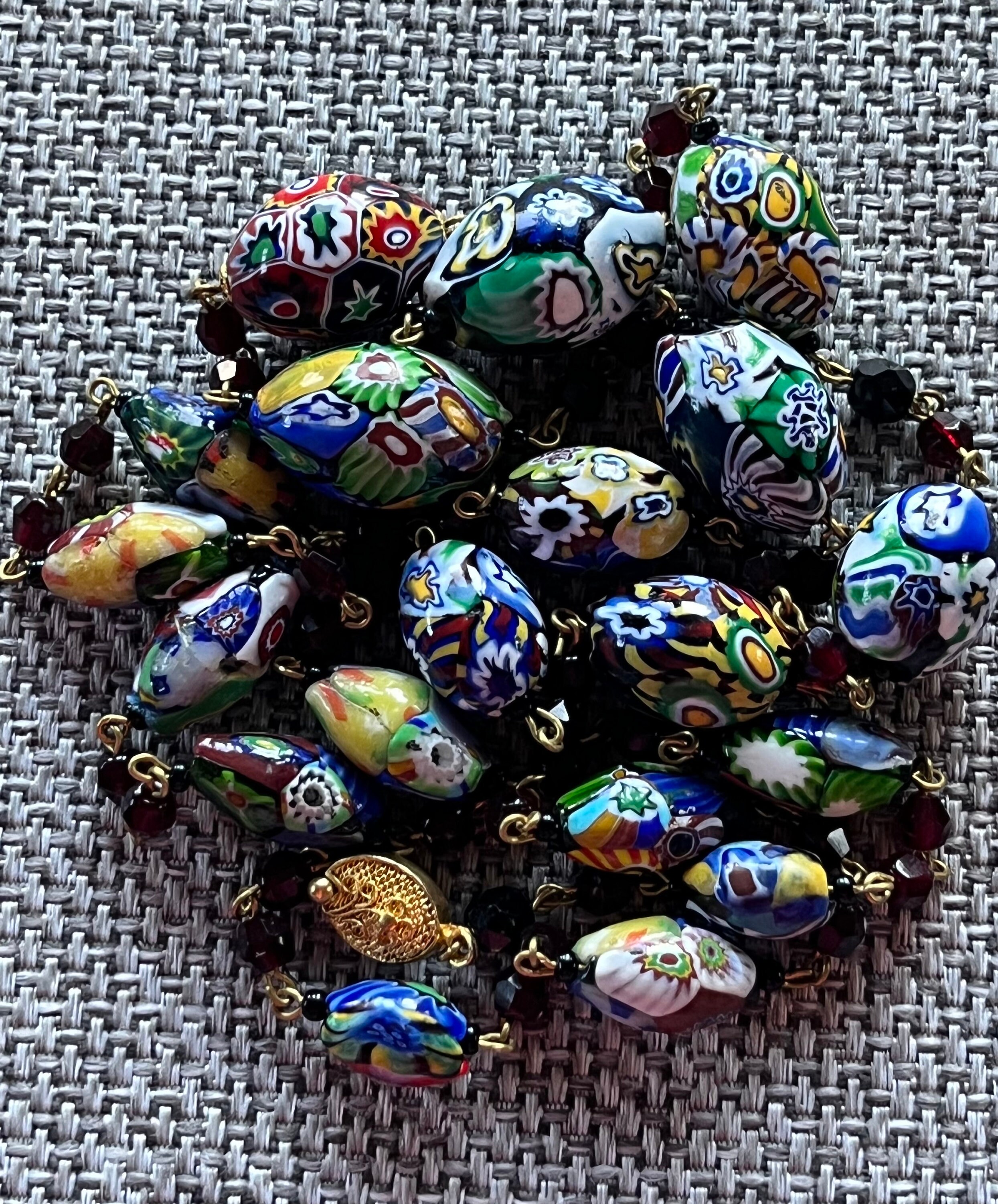 Antique Glass Millifiori Coloured Bead Necklace. M2 - Etsy