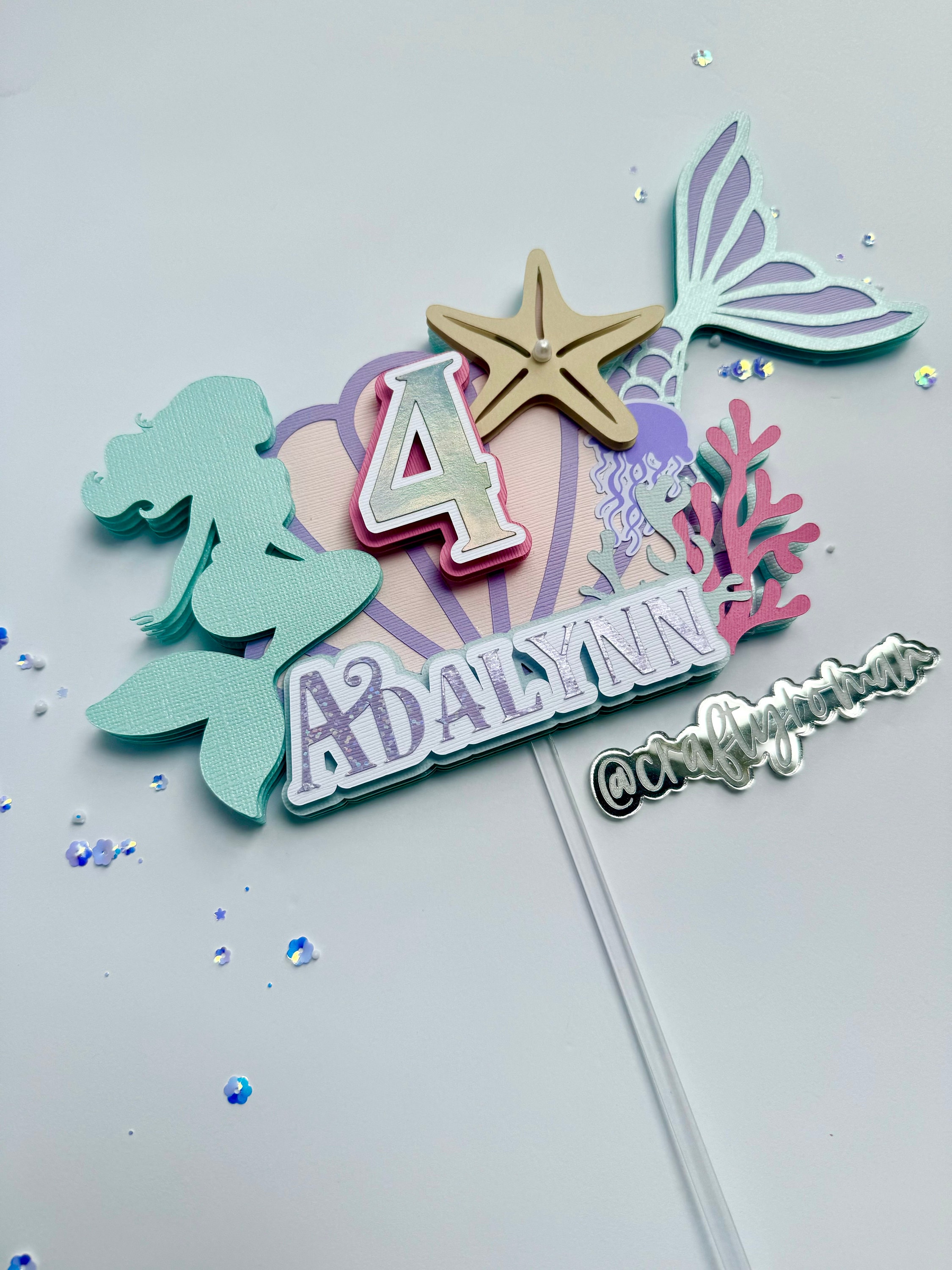 Mermaid Cake Topper, Little Mermaid Inspired Cake Topper, Under the Sea ...