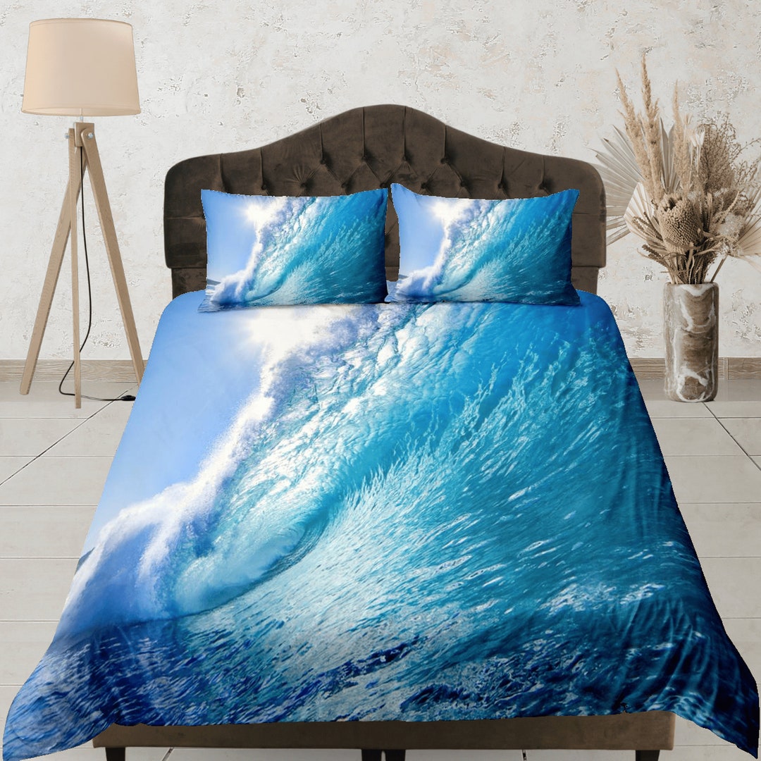 Great Wave Duvet Cover Surfer Quilt Cover Blue Ocean Bedding - Etsy