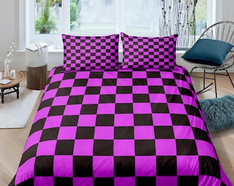 Pink Checkered Bedding - Etsy