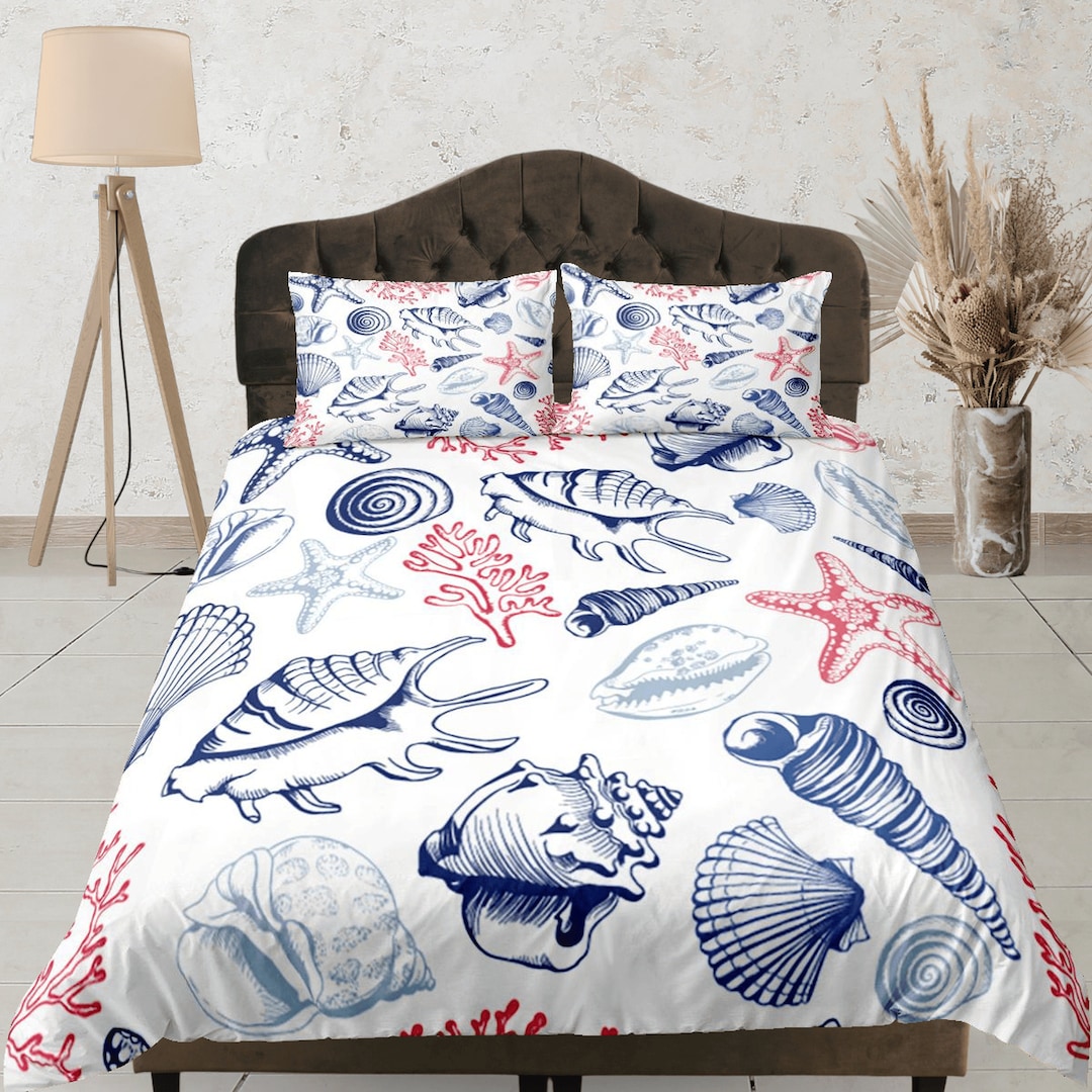 Conch Shell Cotton Duvet Cover Clams Quilt Cover Starfish - Etsy