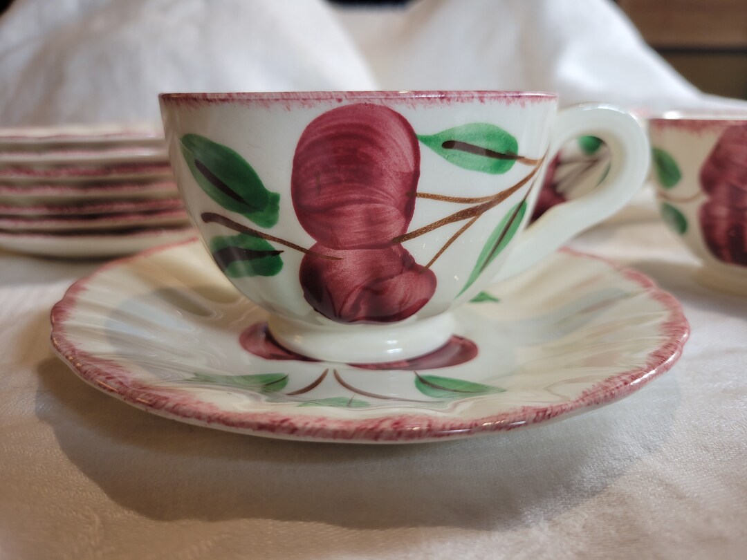 Vintage Blue Ridge Southern Pottery crab Apple Teacup and Saucer - Etsy