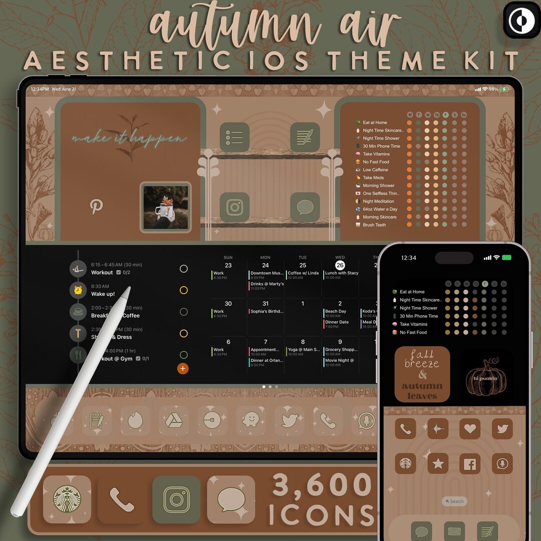 Aesthetic IOS 17 Theme Kit, iPad Wallpaper, iPhone Icons, Widgets ...