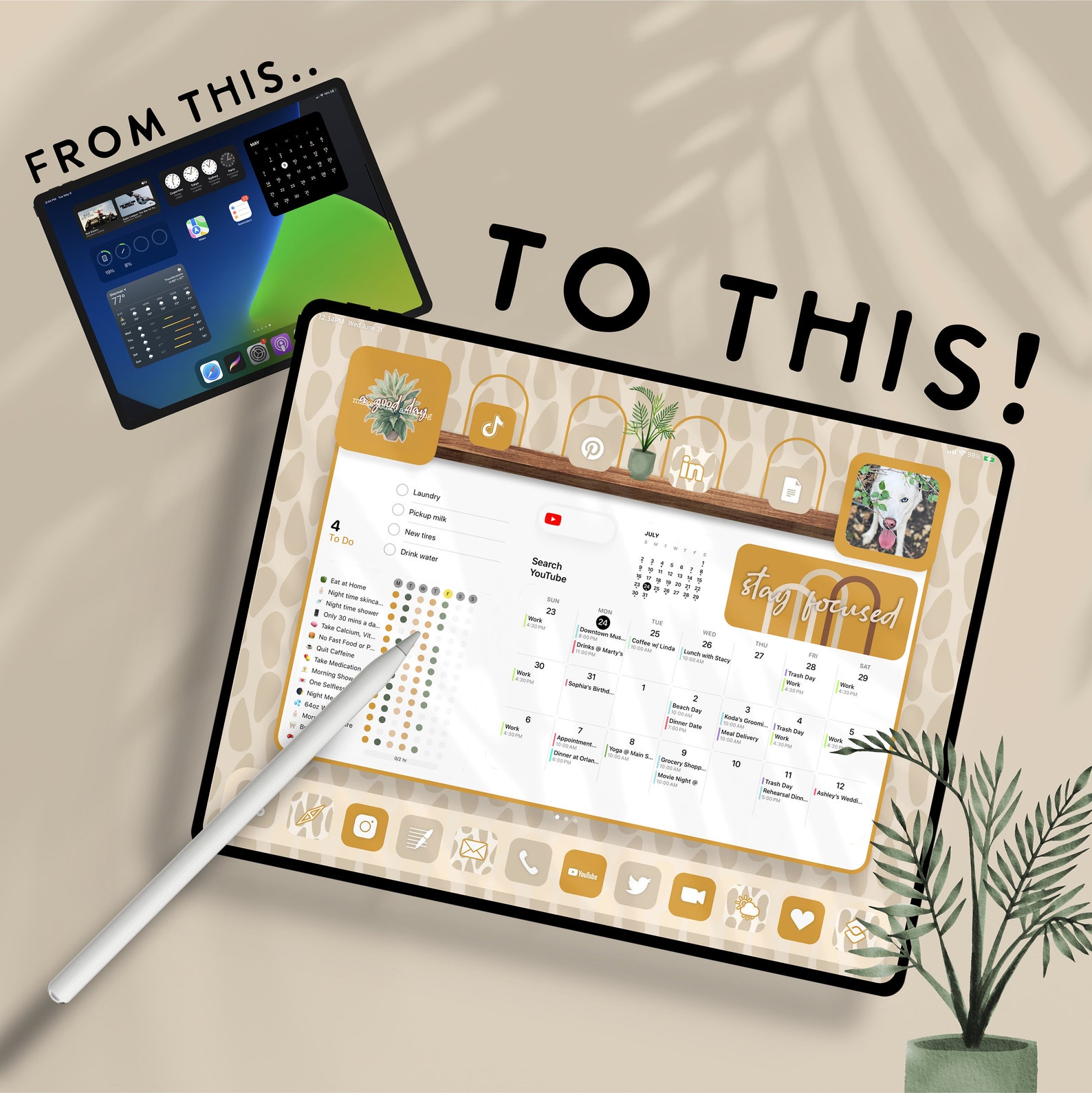 IPhone & iPad Wallpaper Icons Theme Pack | iPhone Icons | iPad Planner ...