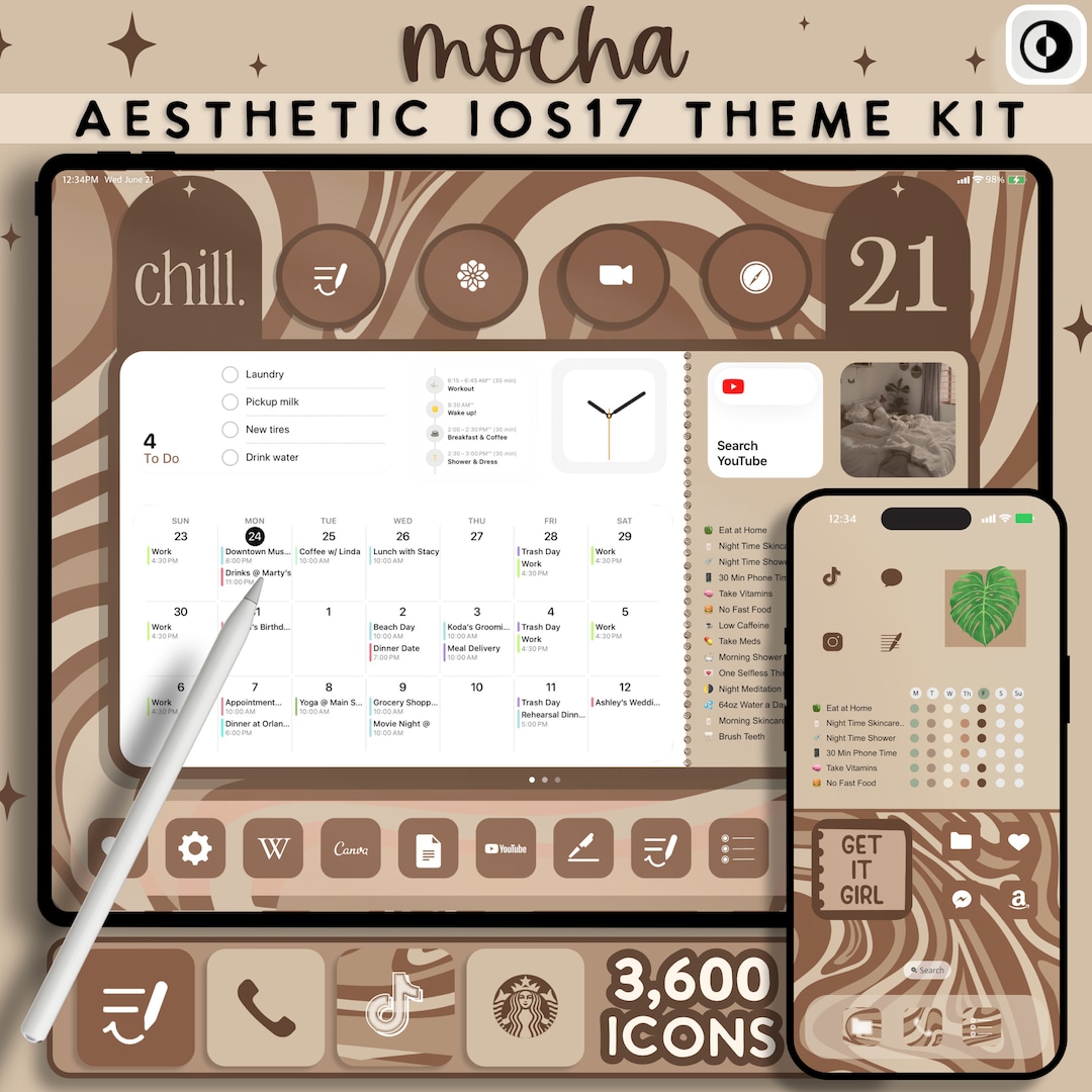 Aesthetic IOS 18 Theme Kit | iPhone App Icons | Brown iPhone Wallpaper ...
