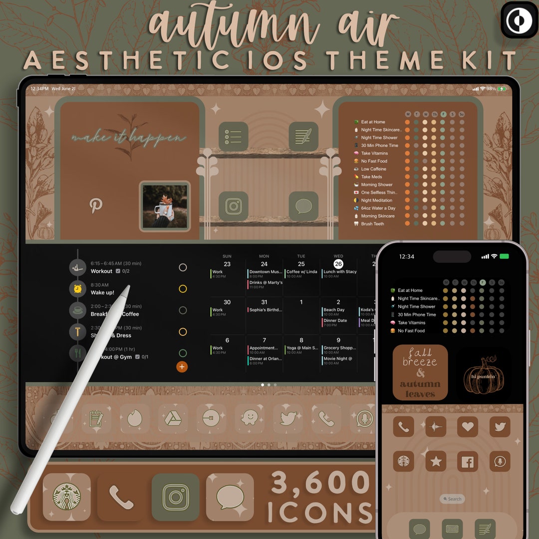 Aesthetic IOS 17 Theme Kit, iPad Wallpaper, iPhone Icons, Widgets ...