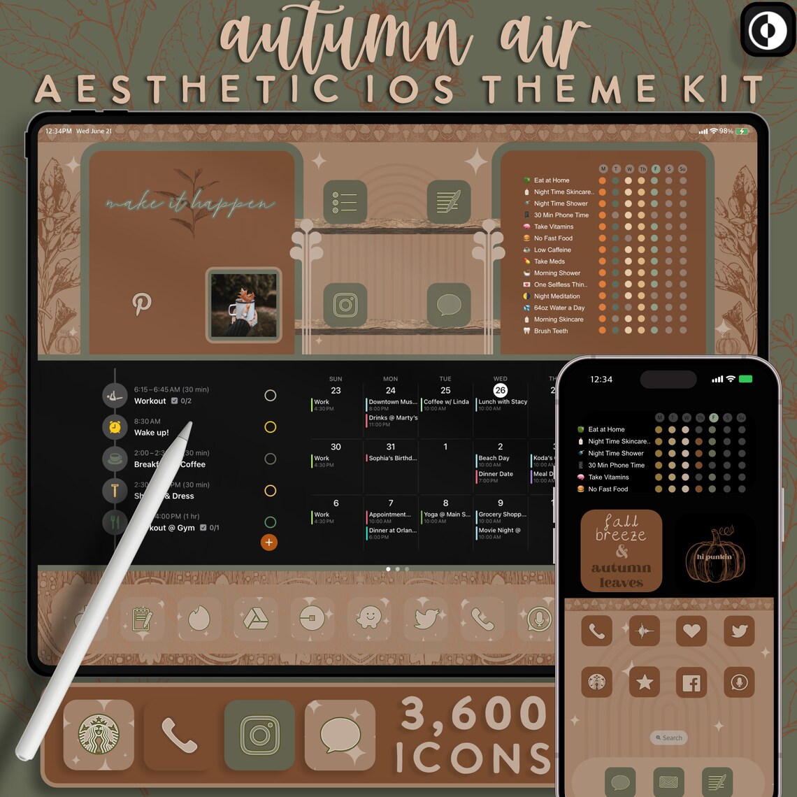 Aesthetic IOS 18 Theme Kit, iPad Wallpaper, iPhone Icons, Widgets ...