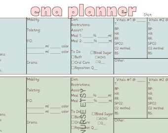 CNA Shift Report Sheet | Certified Nursing Assistant Brain Sheet for 4 ...
