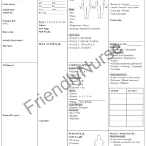 DETAILED Nurse Report Sheet Nursing School - Etsy