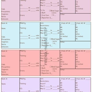 CNA Shift Report Sheet | Certified Nursing Assistant Brain Sheet for 4 ...