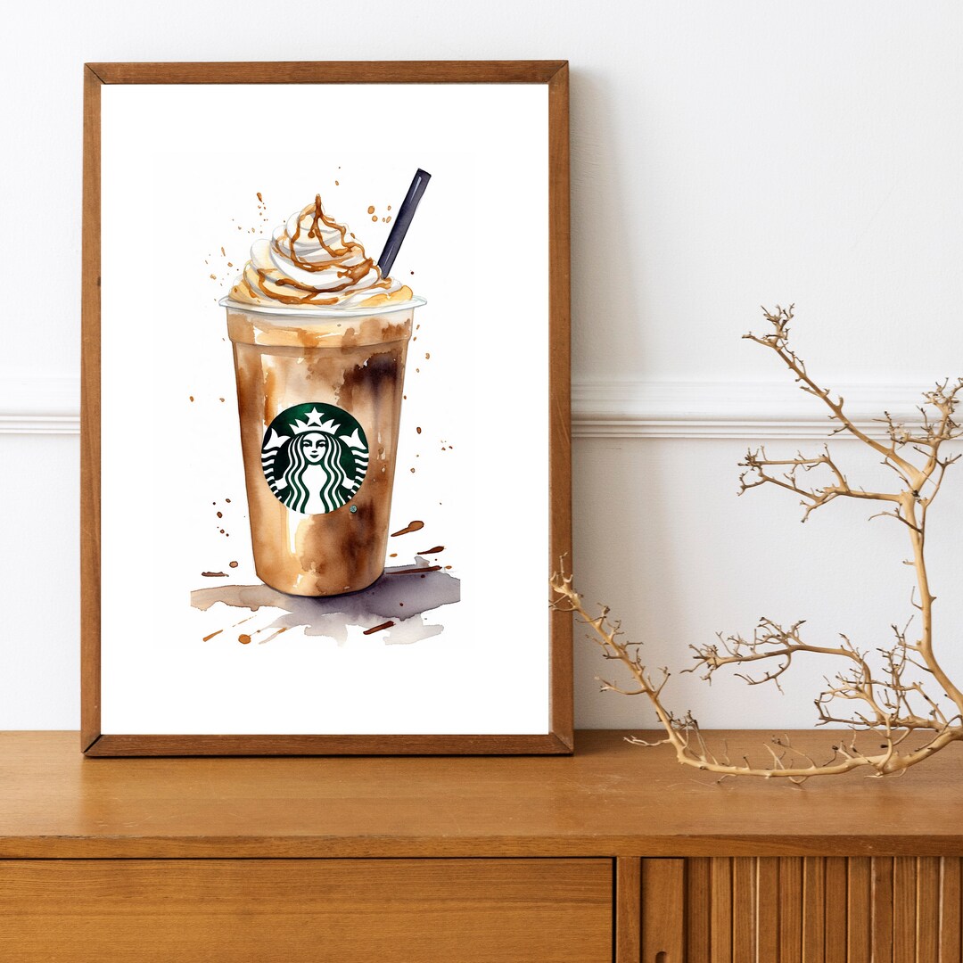 Starbucks Iced Coffee Watercolour Splash Art A4 Print - Etsy