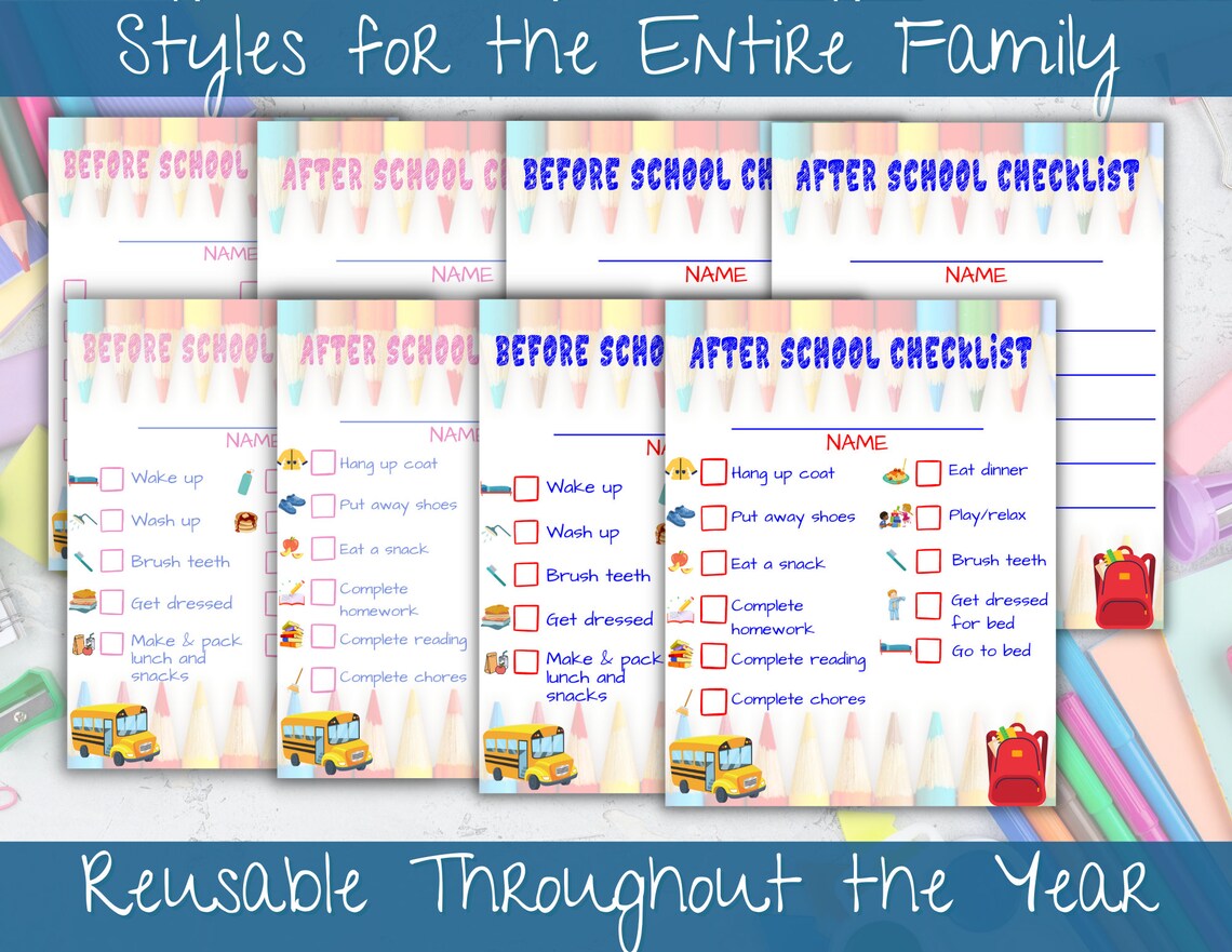 Printable Before and After School Checklist 2 Different - Etsy