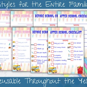 Printable Before and After School Checklist | 2 Different Styles | Pink ...