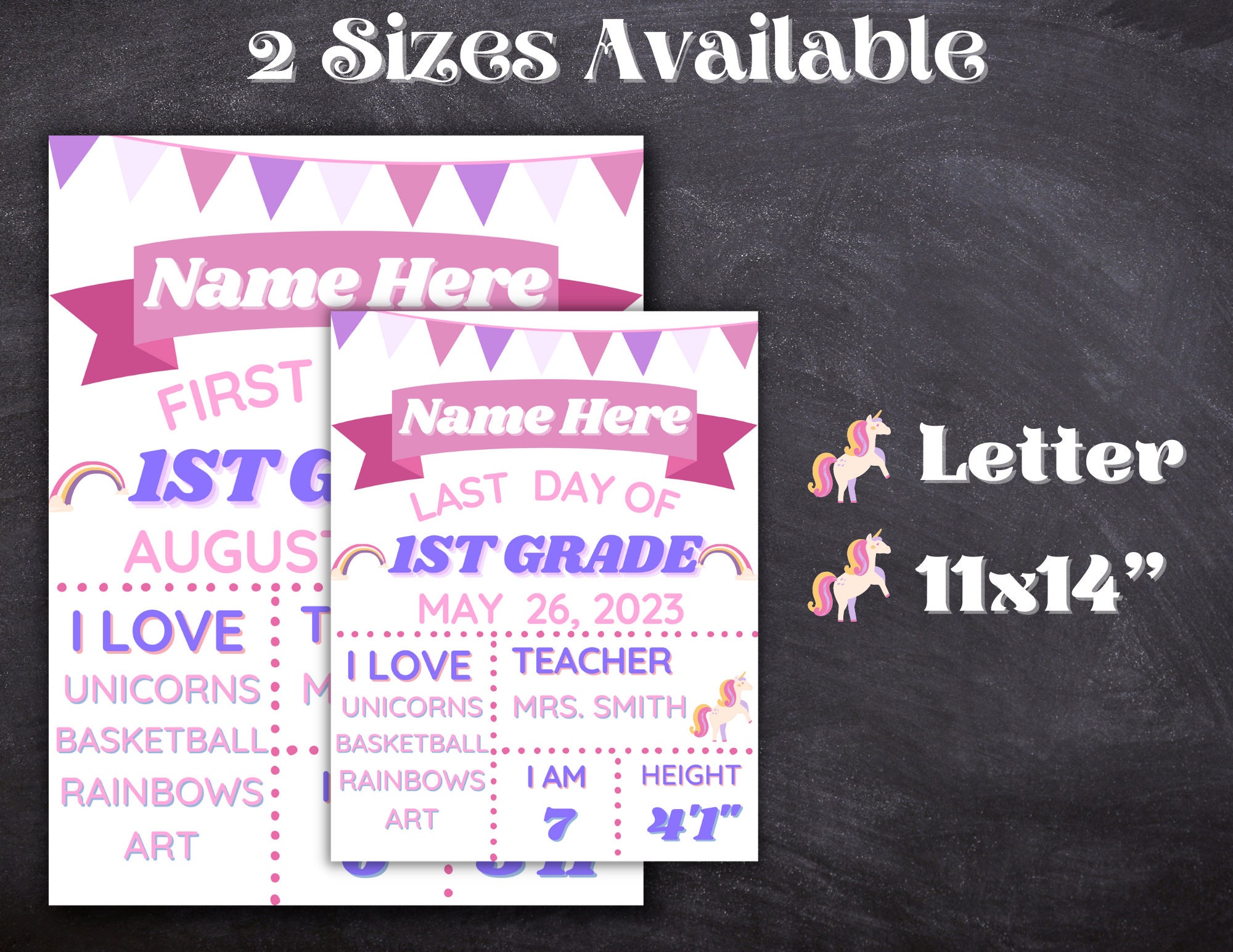 Editable School Signs | Unicorn School Sign | First Day of School and ...