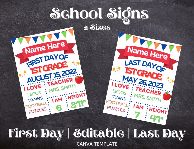 Editable First Day of School and Last Day of School Sign Bundle | Back ...