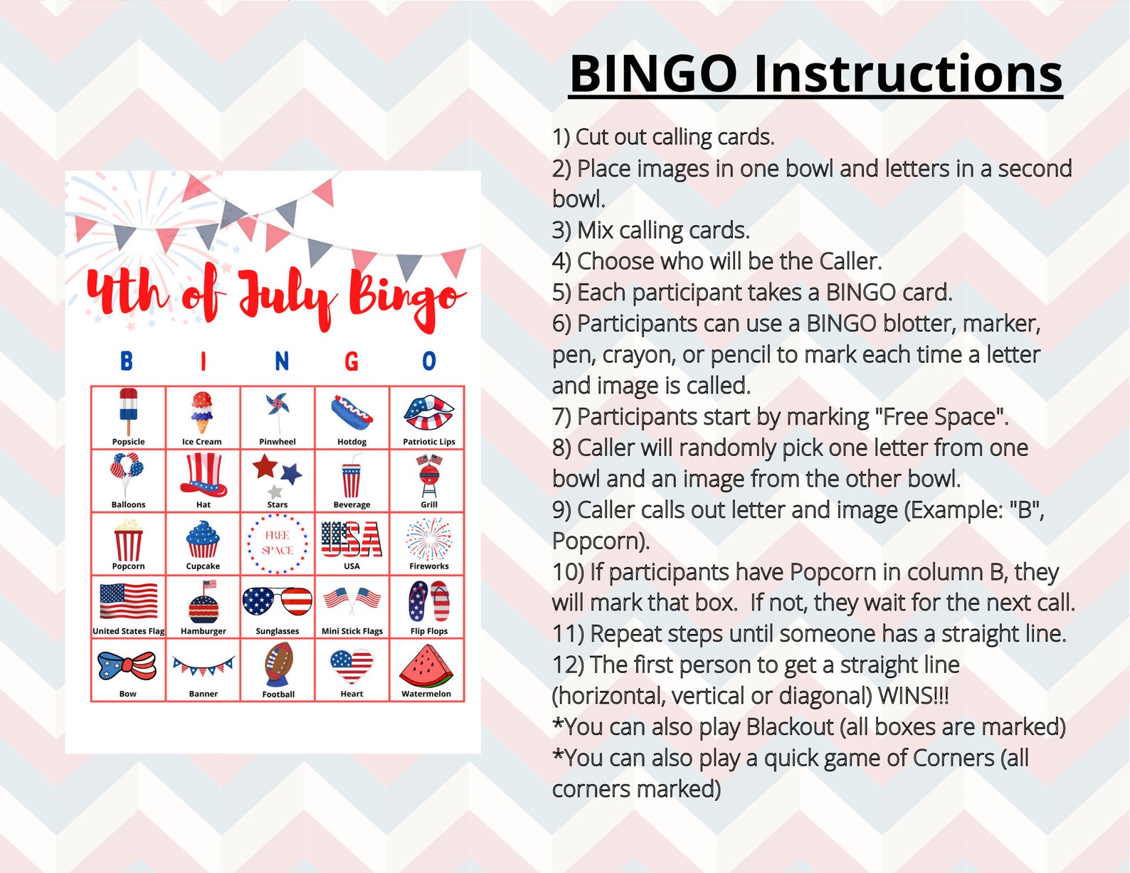 4th of July BINGO Cards | 30 BINGO Cards | Includes 2 Call Sheets and ...