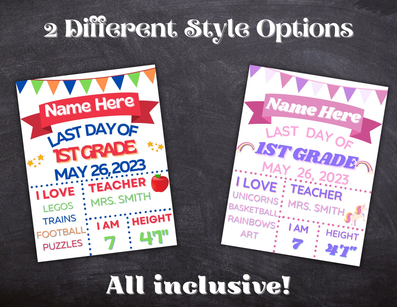 Editable First Day of School and Last Day of School Signs - Etsy