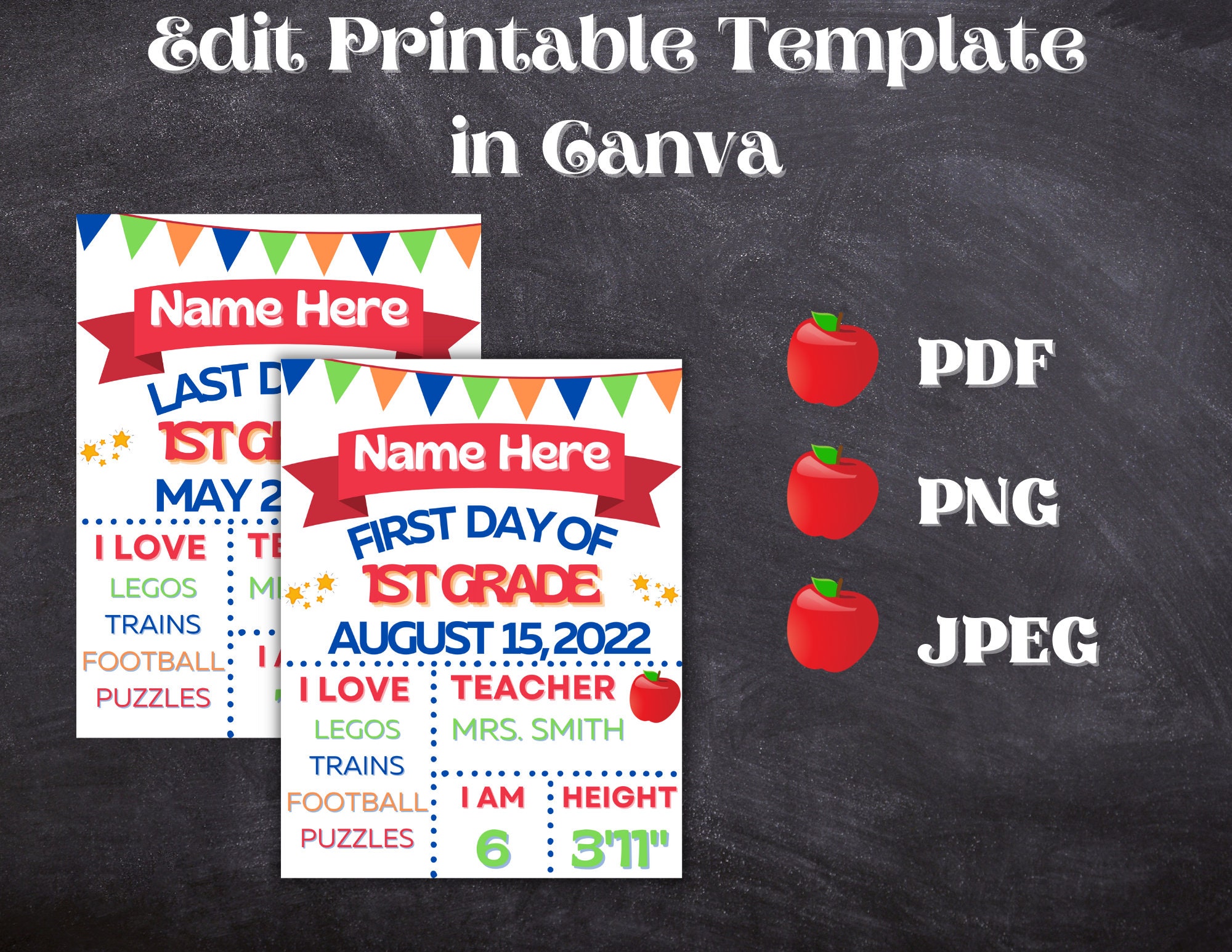 Editable First Day of School and Last Day of School Sign Bundle | Back ...