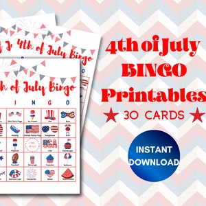 4th of July BINGO Cards | 30 BINGO Cards | Includes 2 Call Sheets and ...