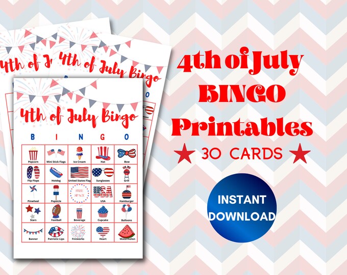 4th of July Bingo | Patriotic Bingo | 4th of July Games | Party Games ...
