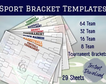 8 Team Tournament Bracket, Sports Bracket, Printable Sports Brackets ...