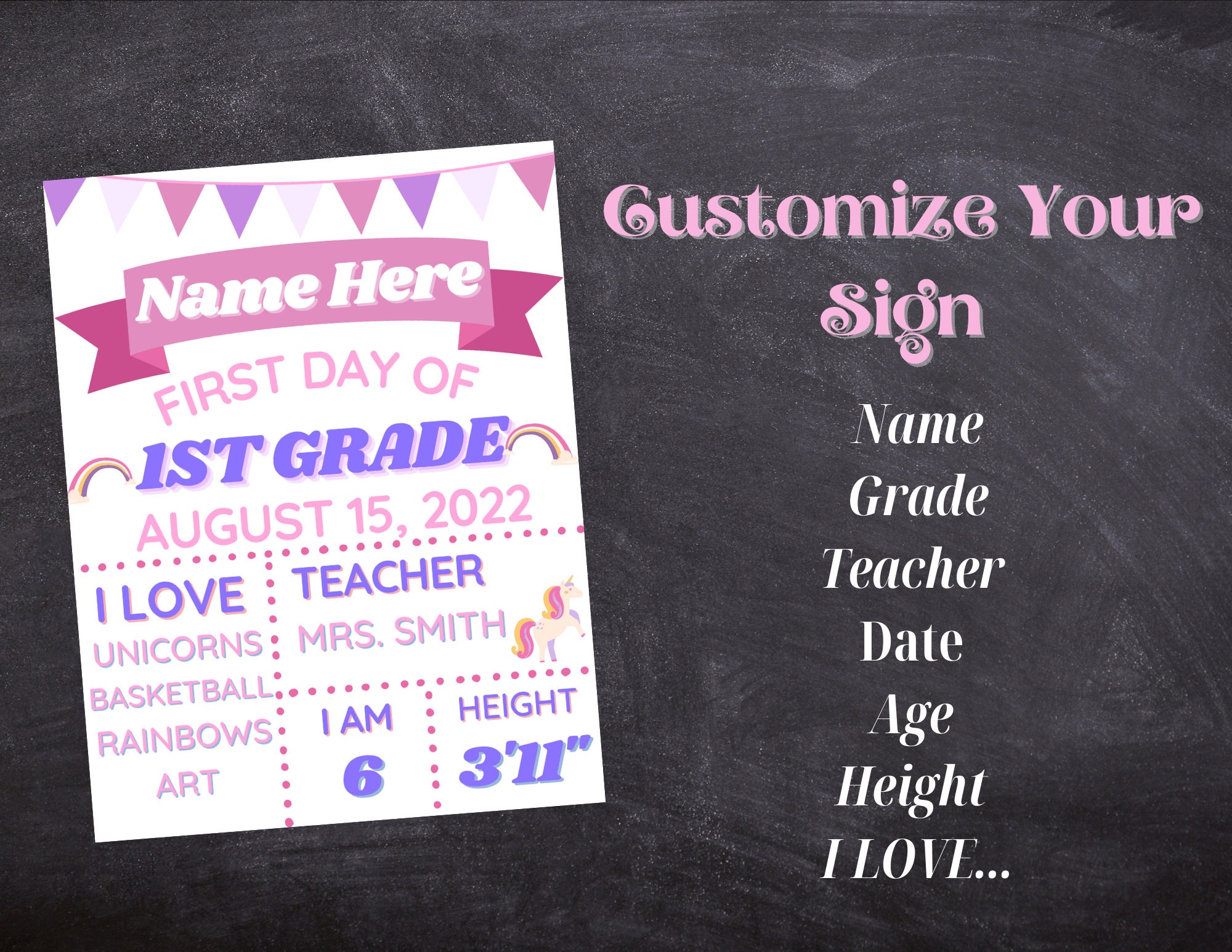 Editable First Day of School and Last Day of School Signs - Etsy