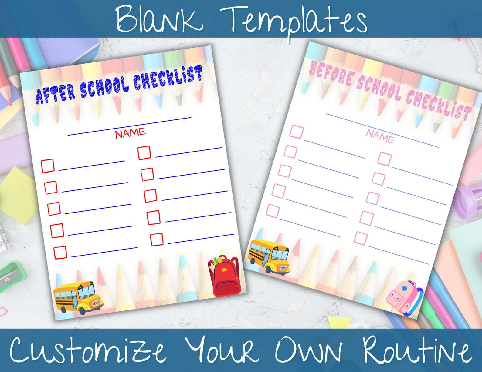 Printable Before and After School Checklist | 2 Different Styles | Pink ...