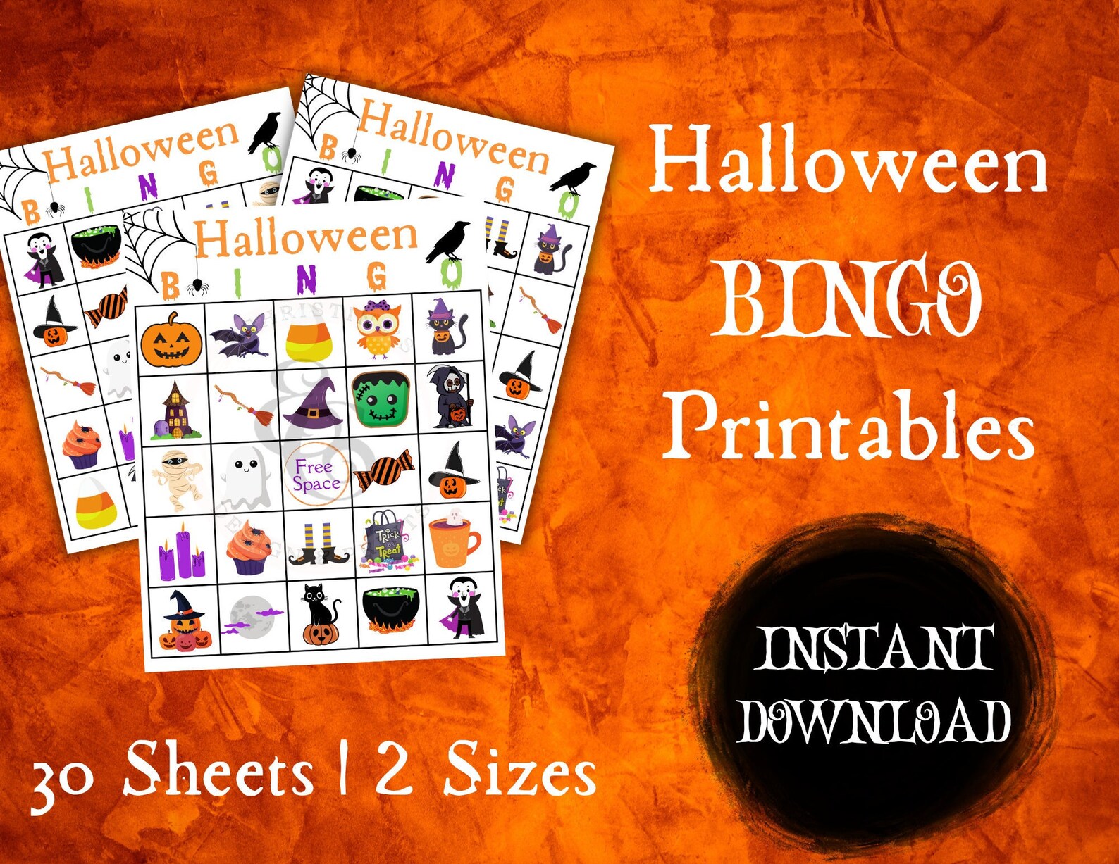 Halloween BINGO Cards 30 BINGO Cards Halloweenpartygames Etsy Halloween BINGO Cards 30 BINGO Cards Halloweenpartygames Etsy