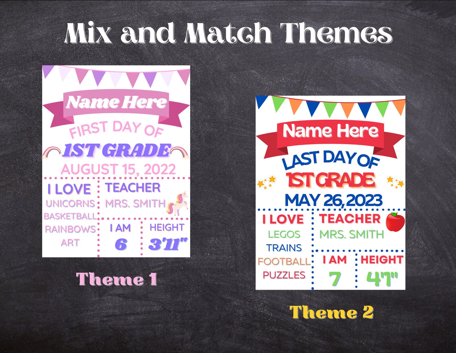 Editable First Day of School and Last Day of School Signs - Etsy