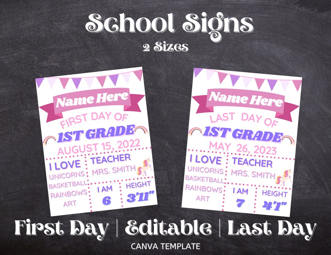 Editable School Signs | Unicorn School Sign | First Day of School and ...