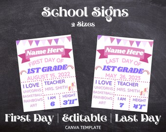 Editable First Day of School and Last Day of School Sign Bundle | Back ...